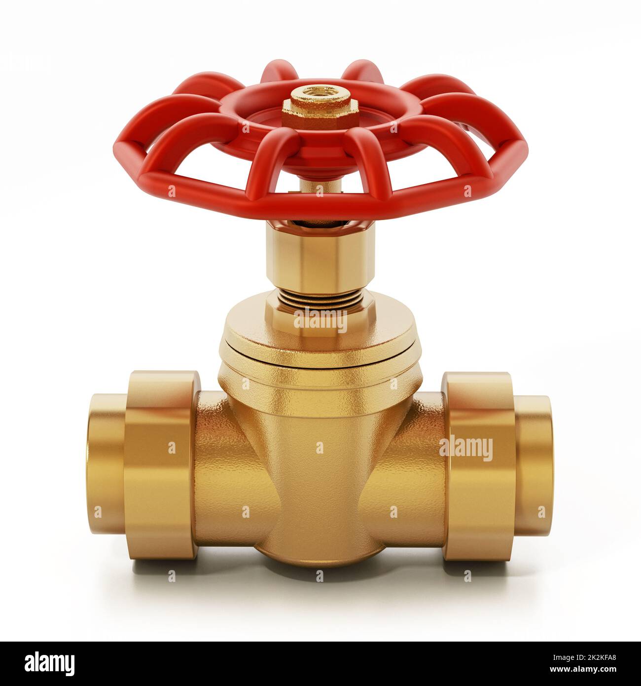 Brass water valve isolated on white background. 3D illustration Stock ...