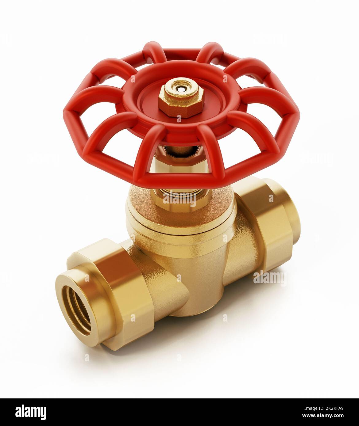 Brass water valve isolated on white background. 3D illustration Stock ...