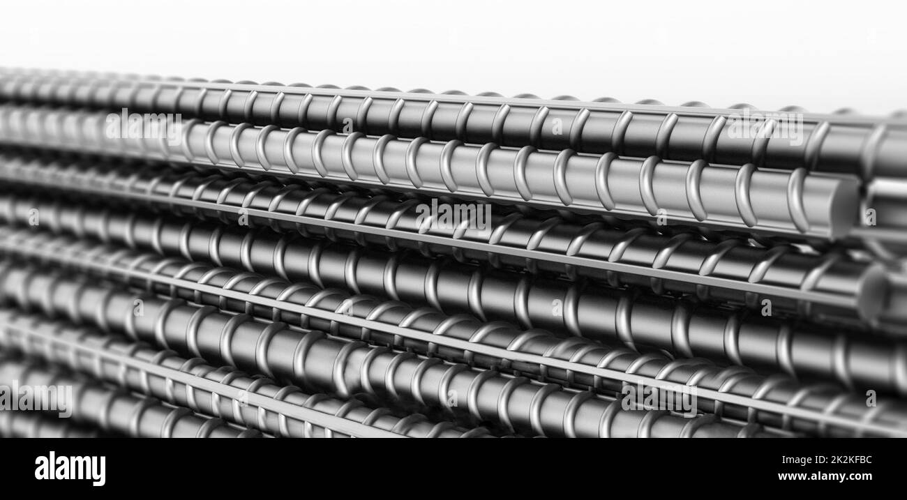 Group of iron construction bars detail. 3D illustration Stock Photo - Alamy