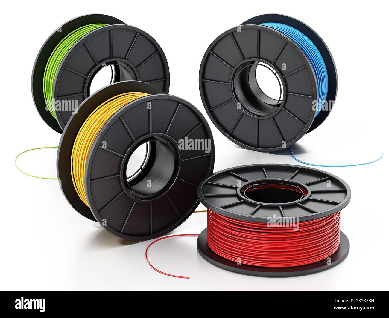 Generic new spools of 3D filaments isolated on white background. 3D ...