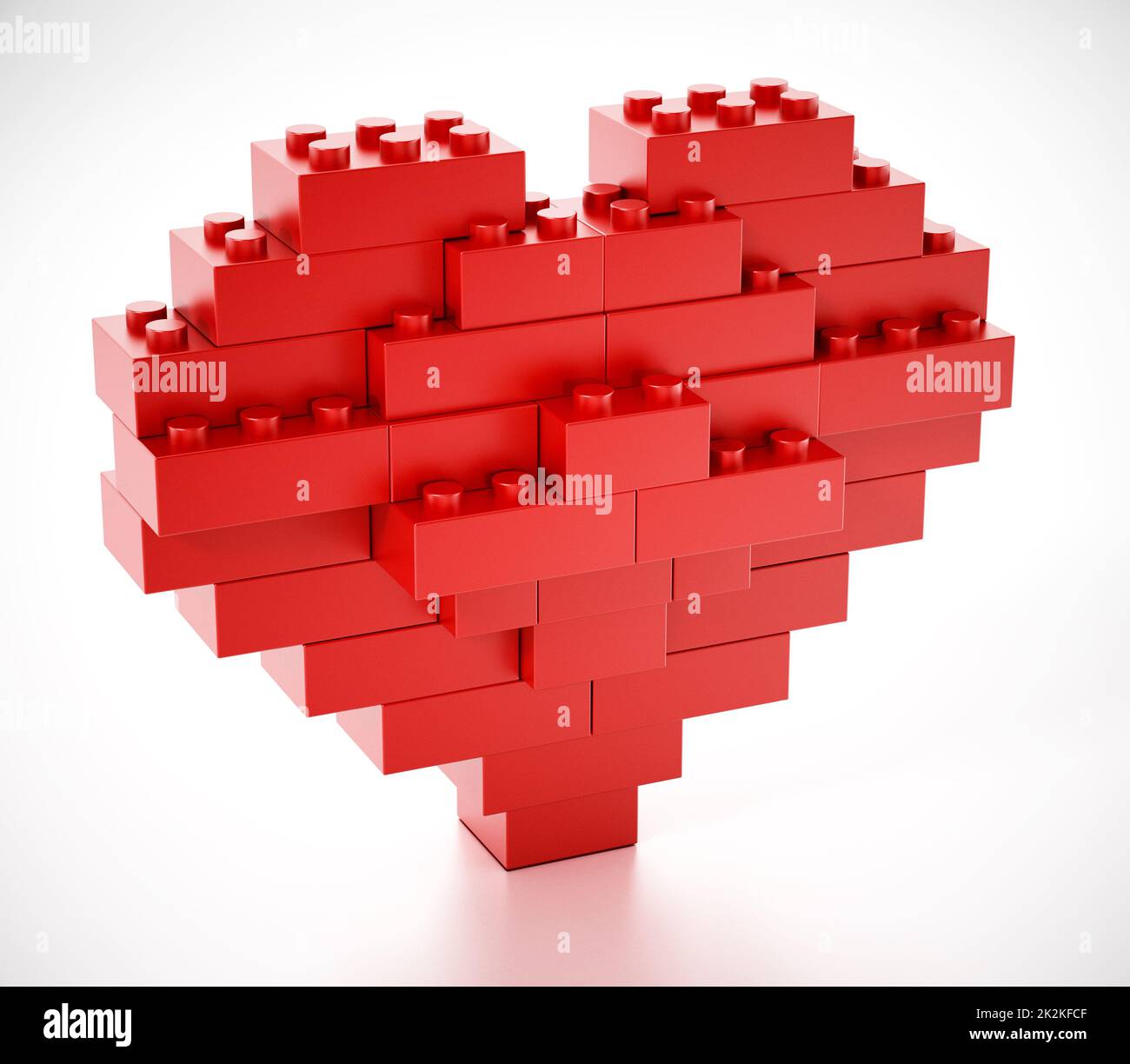 Red blocks forming a heart shape. 3D illustration Stock Photo - Alamy
