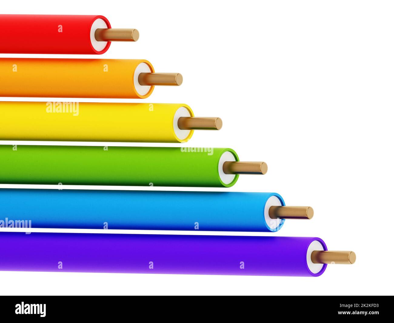 Electric cables isolated on white background. 3D illustration Stock ...