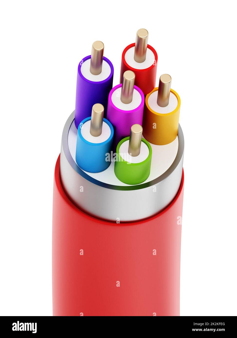 Electric cables isolated on white background. 3D illustration Stock ...