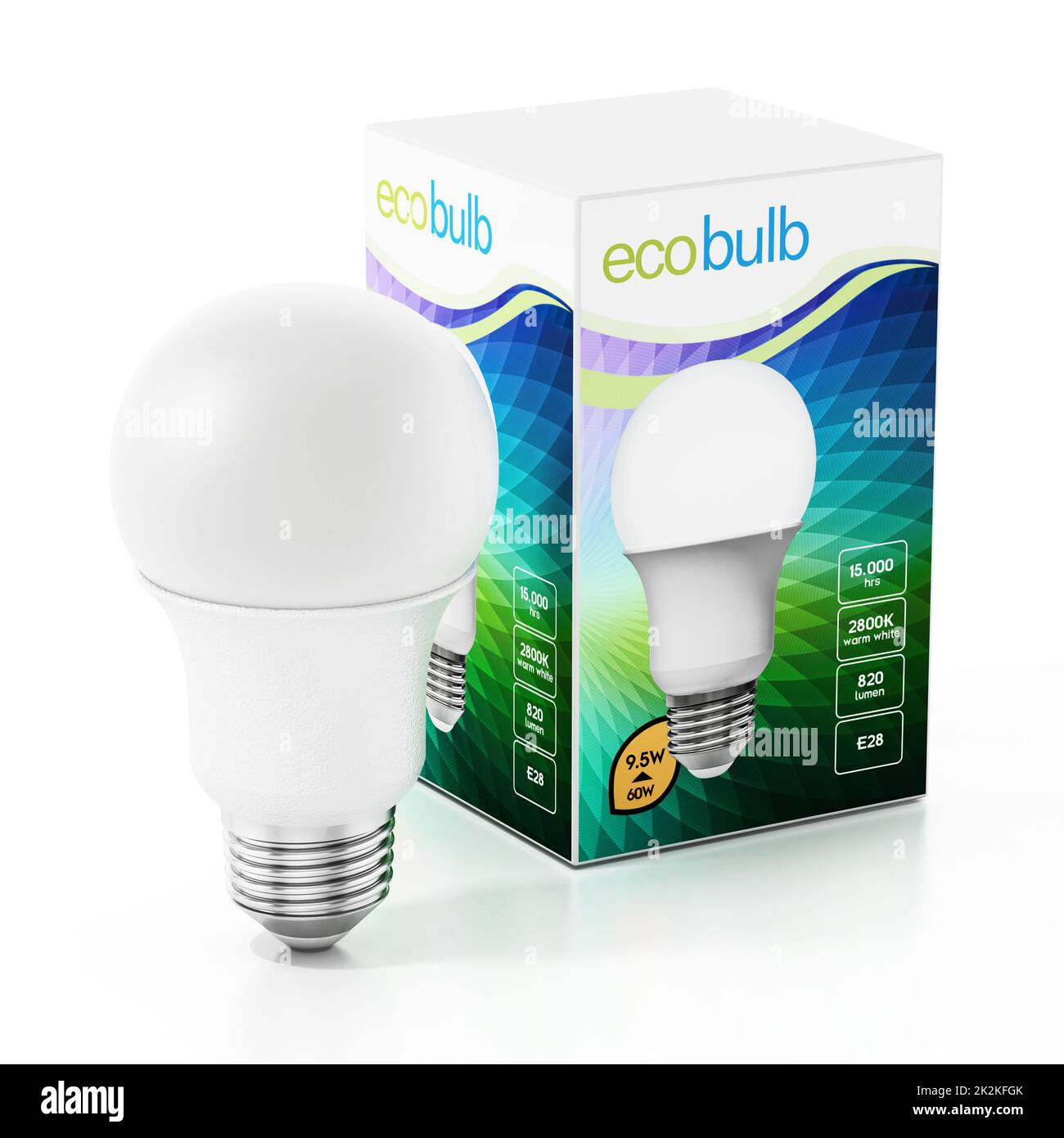 LED lightbulb and generic package design isolated on white background ...