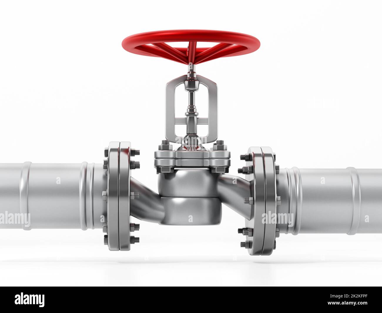 Water pipes and valve isolated on white background. 3D illustration ...