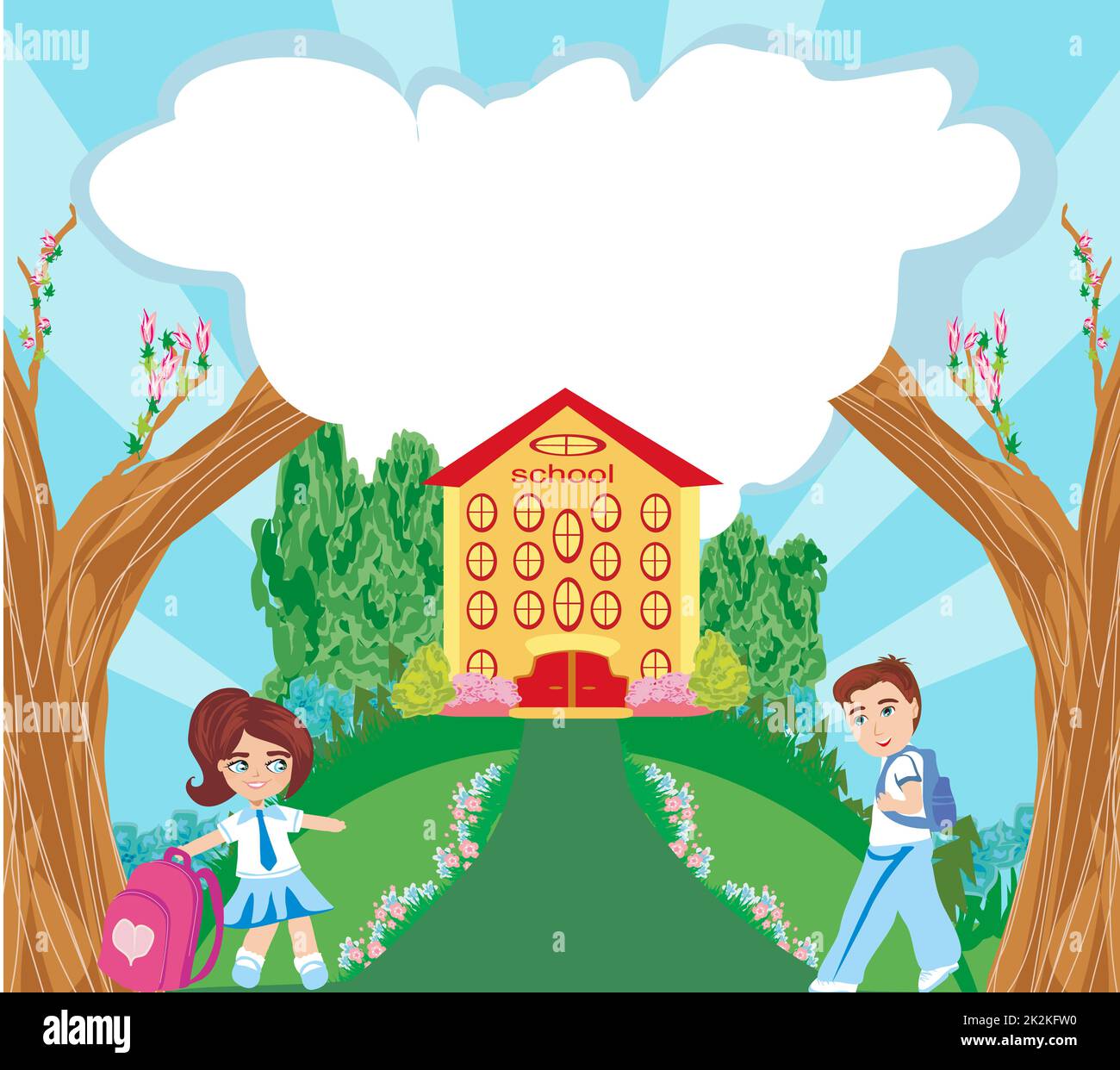 Happy kids go to school Stock Photo - Alamy