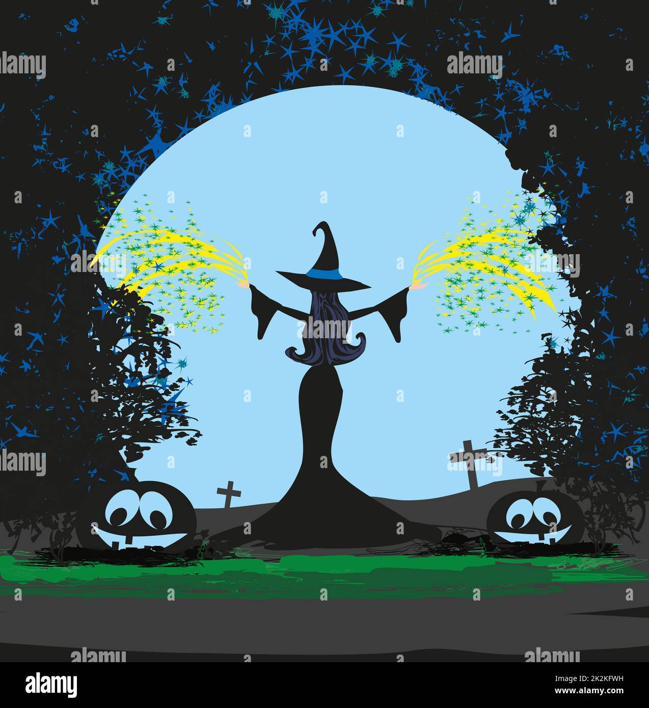 Magical witch casting a magic spell Stock Photo - Alamy