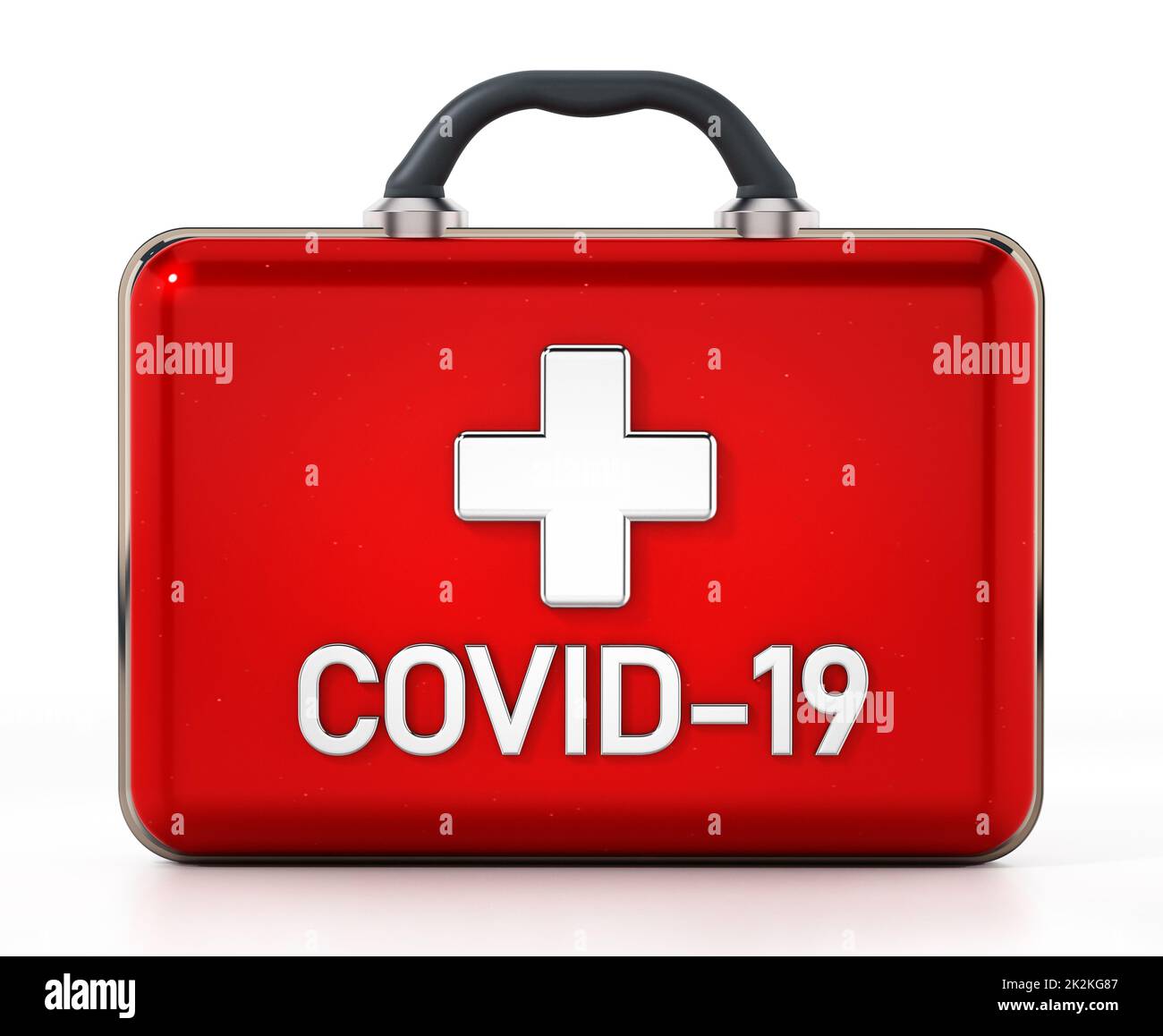 Covid-19 first aid kit isolated on white background. 3D illustration ...