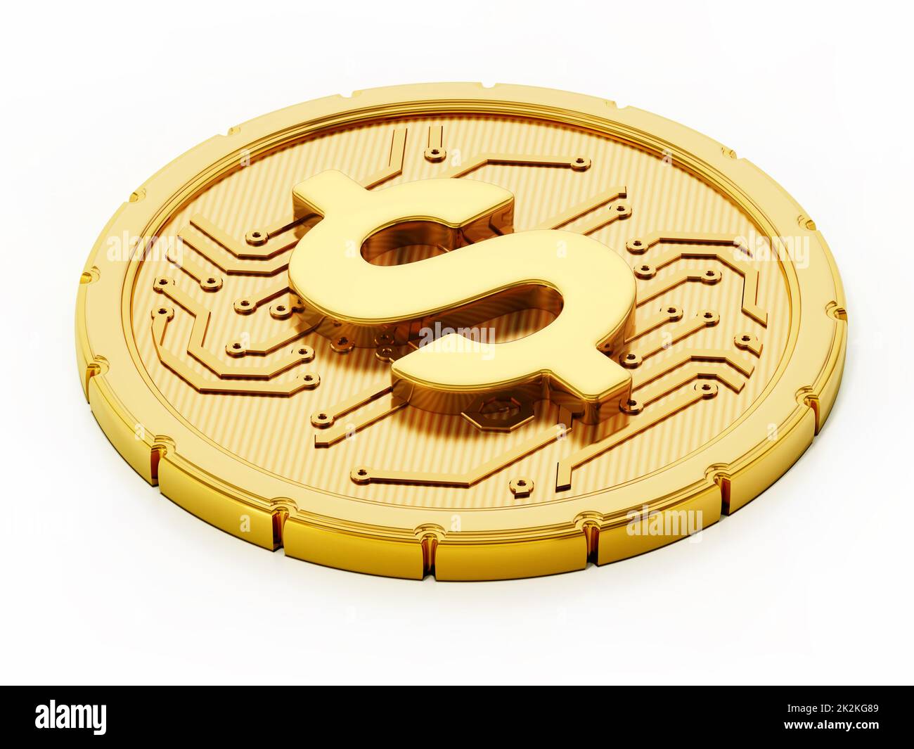 Gold coin with dollar sign and PCB texture. 3D illustration Stock Photo ...