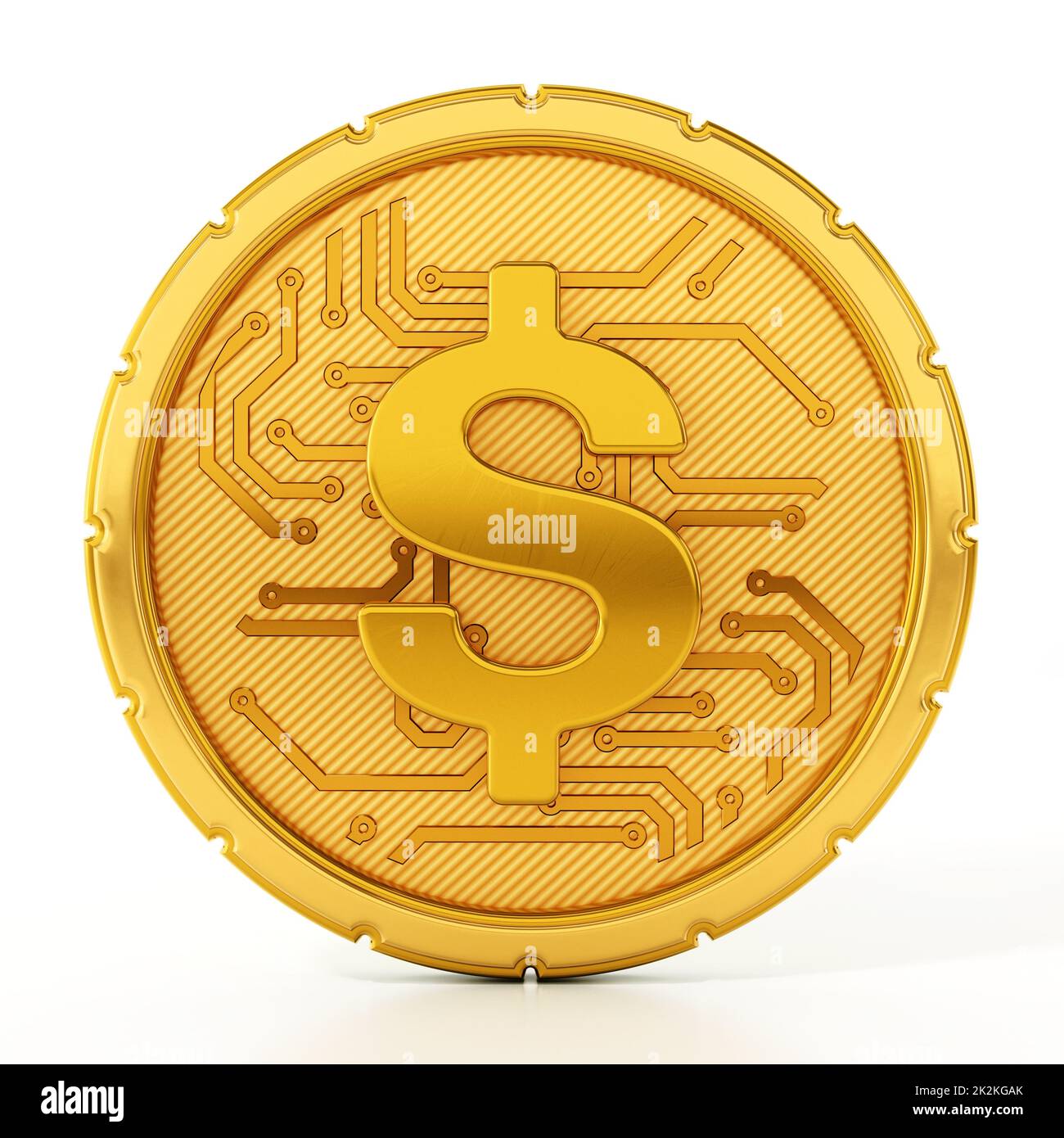 Gold coin with dollar sign and PCB texture. 3D illustration Stock Photo ...