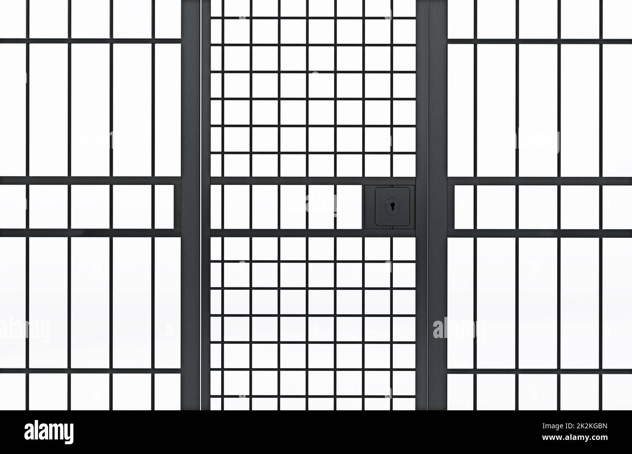 Closed door of a prison cell. 3D illustration Stock Photo - Alamy