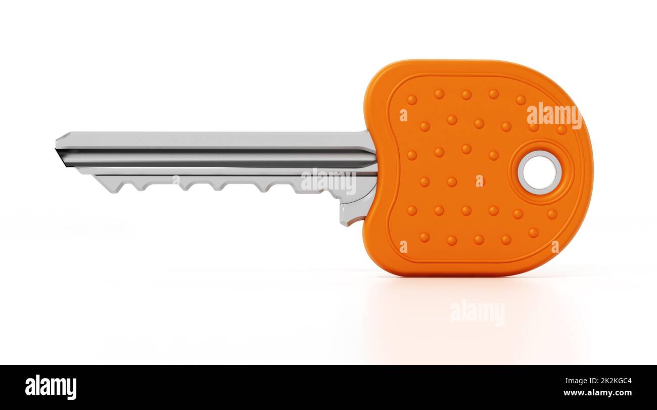 Metal key isolated on white background. 3D illustration Stock Photo - Alamy