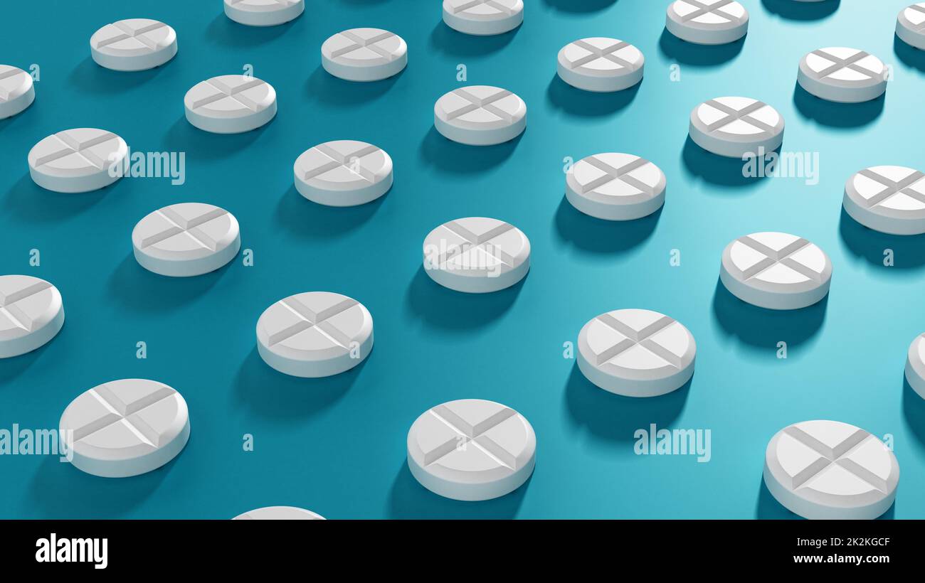 Group of pills standing in line. 3D illustration Stock Photo - Alamy
