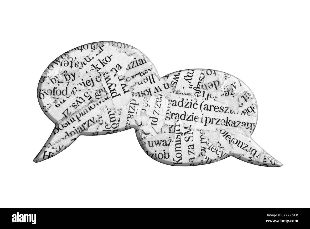 Pair of speech bubbles with letters isolated on white background Stock ...