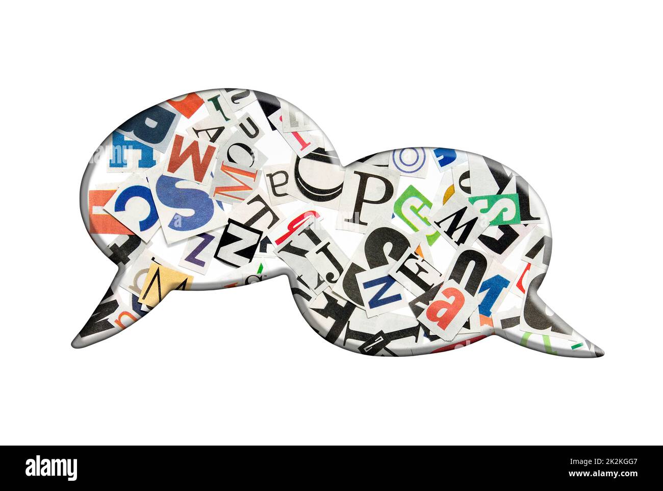 Pair of speech bubbles with letters isolated on white background Stock ...