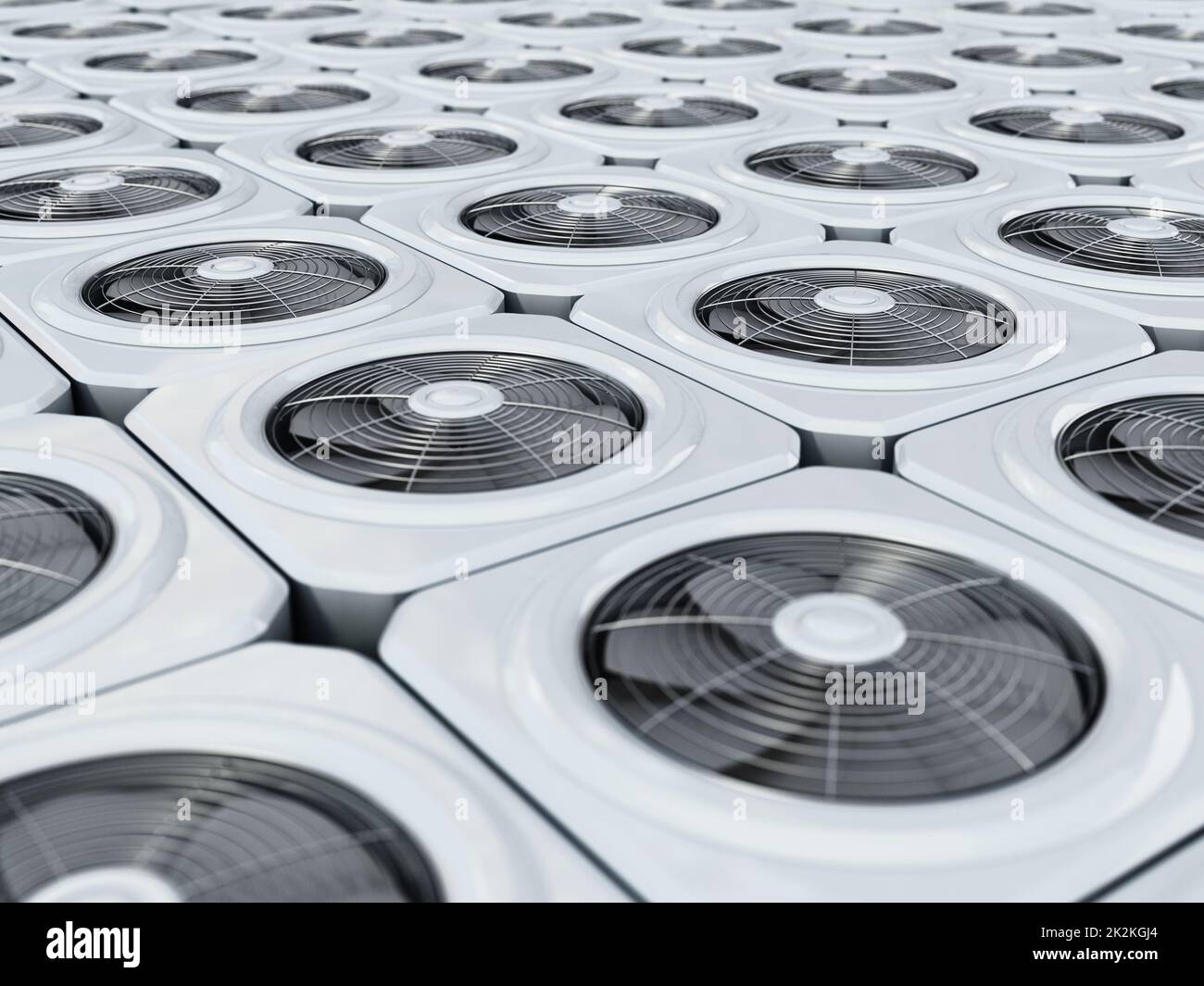 Generic air conditioner units in a row. 3D illustration Stock Photo - Alamy
