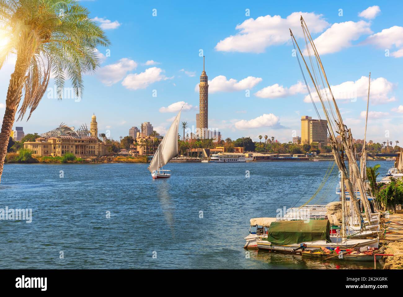 Sailboats by the pier in Cairo, beautiful sunny day view, Egypt Stock ...