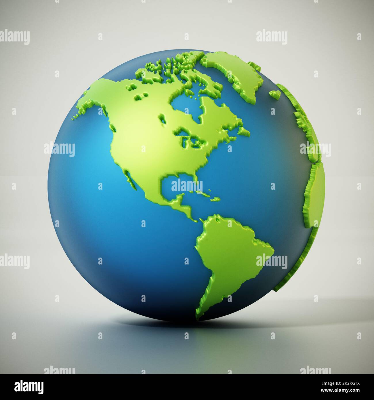 Blue and green colored globe isolated on gray. 3D illustration Stock Photo - Alamy