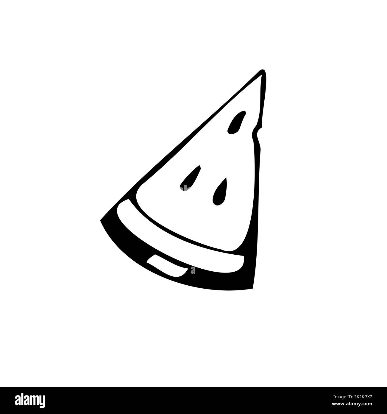 Piece of watermelon thin black lines on a white background - Vector ...