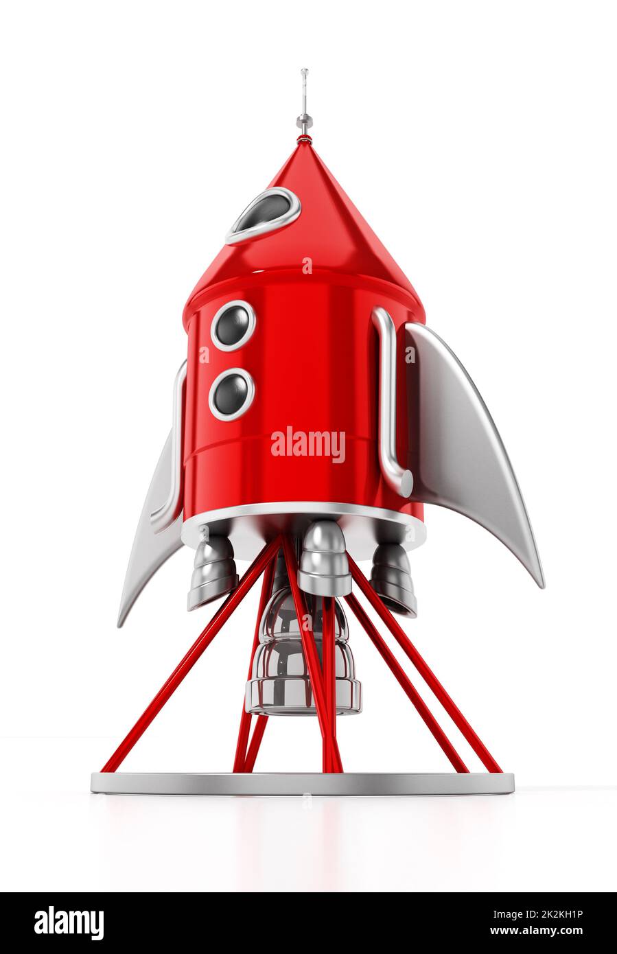 Vintage space rocket isolated on white background. 3D illustration ...
