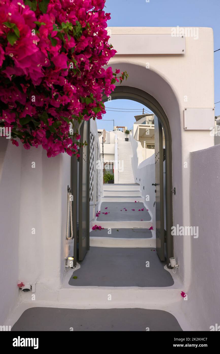 Narrow stone steps, a traditional piece of architecture on the island ...