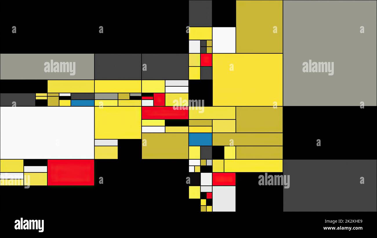 Colorful rectangles mondrian style art illustration Stock Photo - Alamy