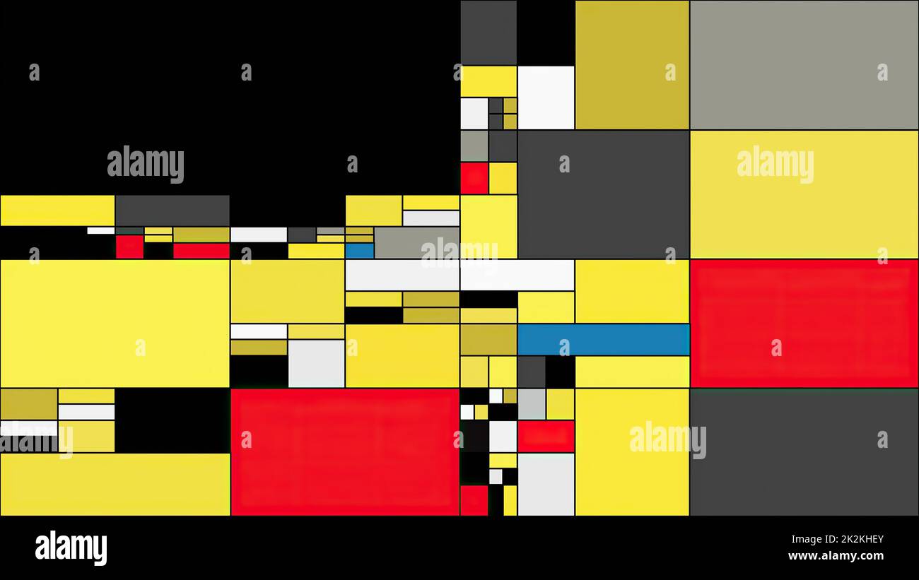 Colorful rectangles mondrian style art illustration Stock Photo - Alamy