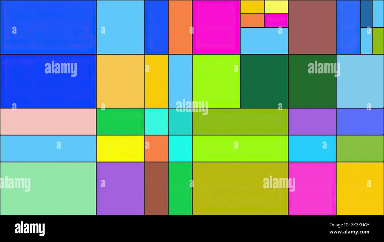 Colorful rectangles mondrian style art illustration Stock Photo - Alamy