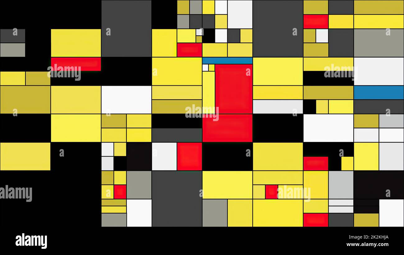 Colorful rectangles mondrian style art illustration Stock Photo - Alamy