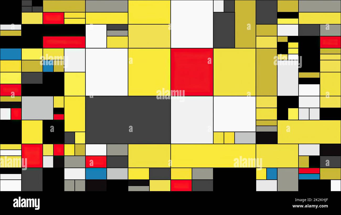 Colorful rectangles mondrian style art illustration Stock Photo - Alamy