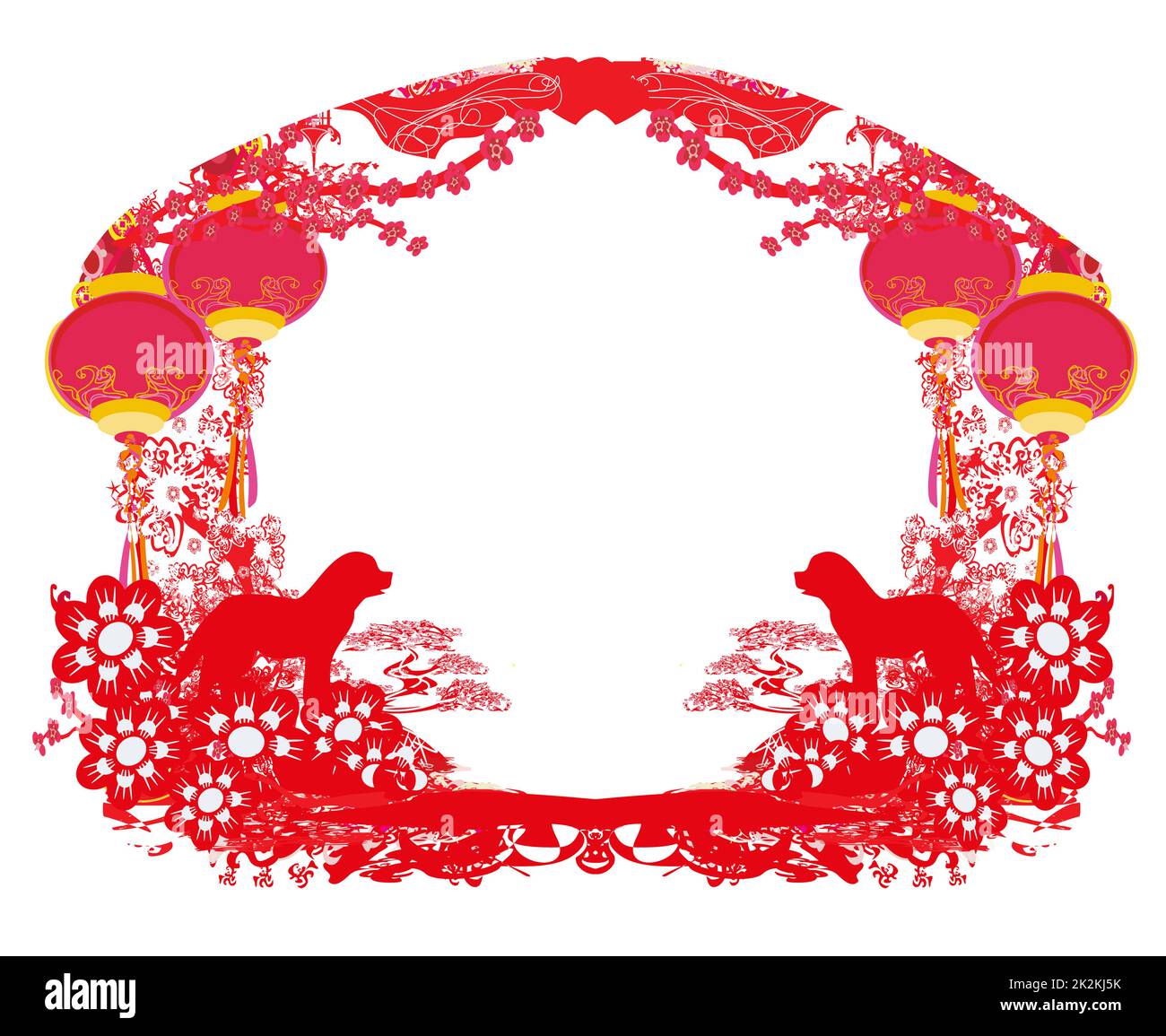 Chinese zodiac the year of Dog - frame Stock Photo - Alamy