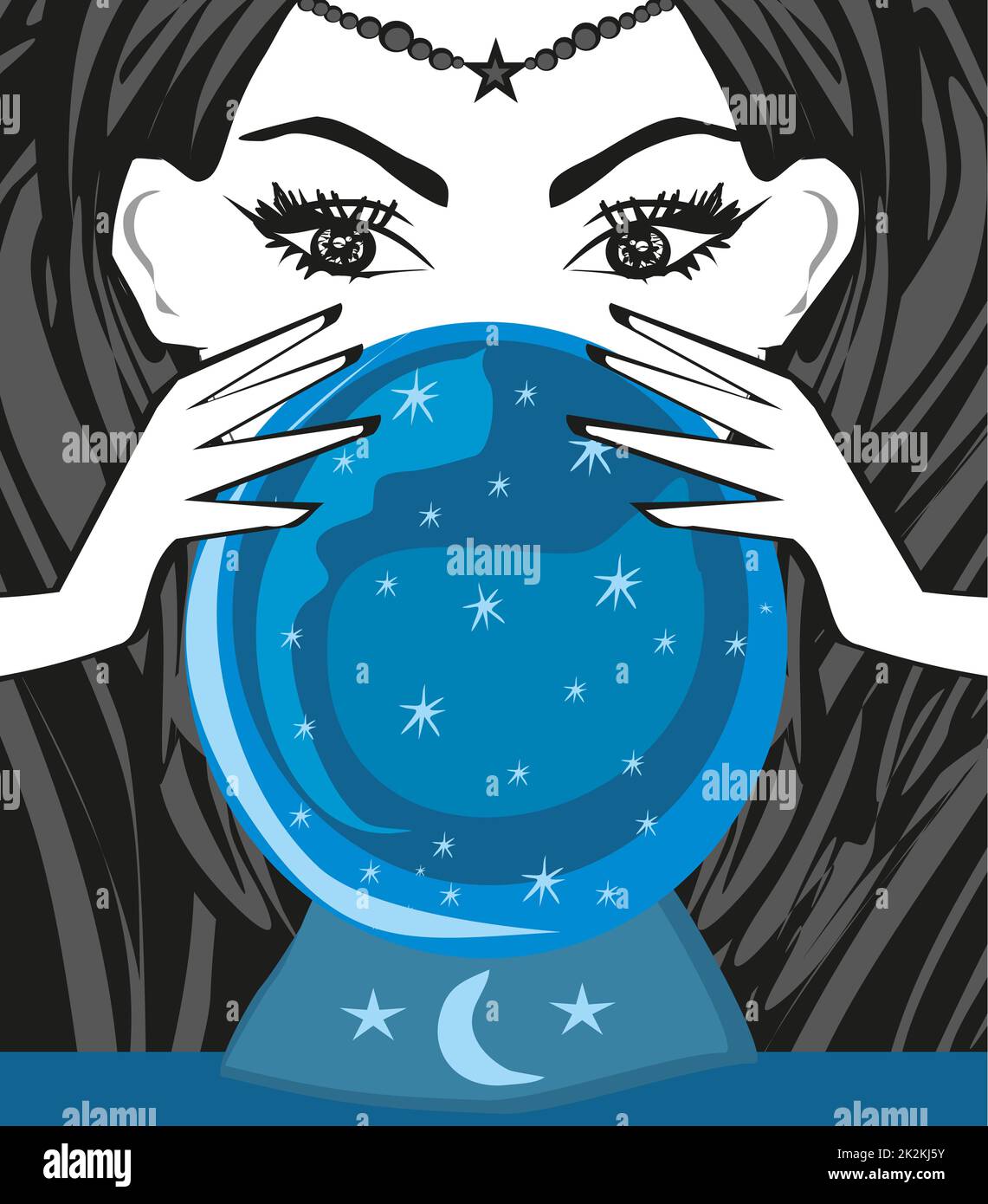 Fortune teller woman reading future on magical crystal ball Stock Photo ...