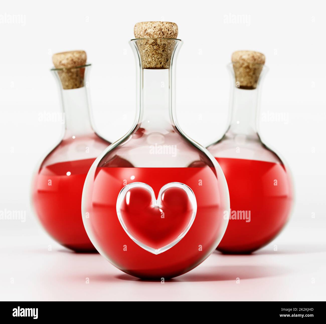 Health potions with a hearth icon isolated on white background. 3D ...
