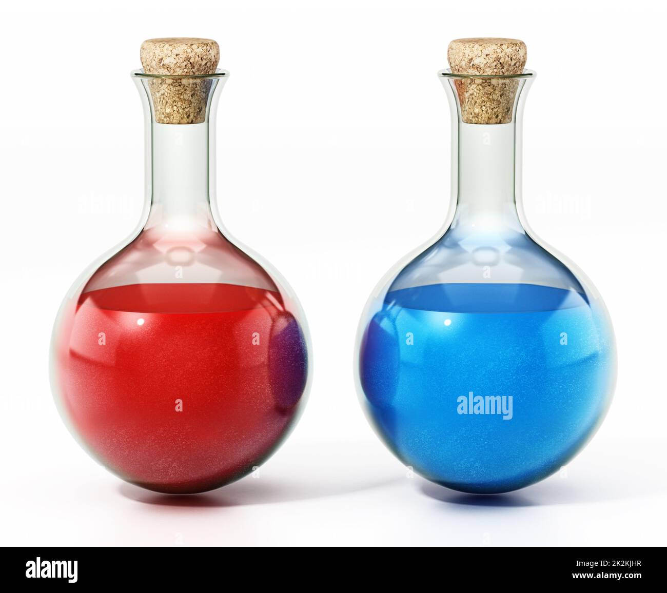 Health and mana potions isolated on white background. 3D illustration ...