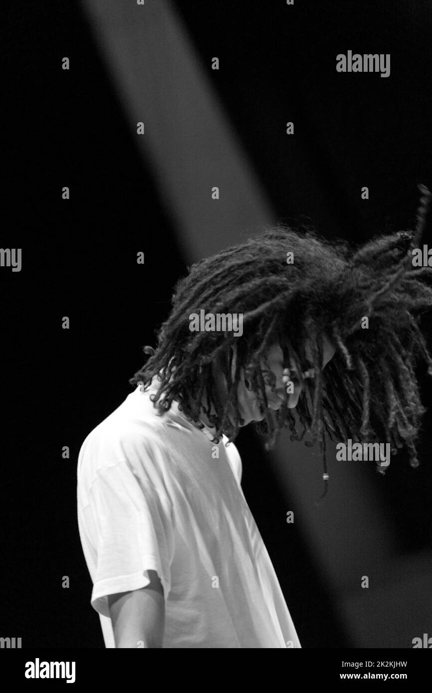 Rasta hair singer performing live on stage Stock Photo - Alamy