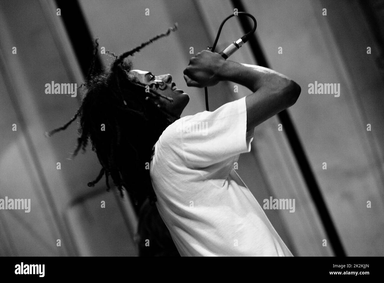 Rasta hair singer performing live on stage Stock Photo - Alamy