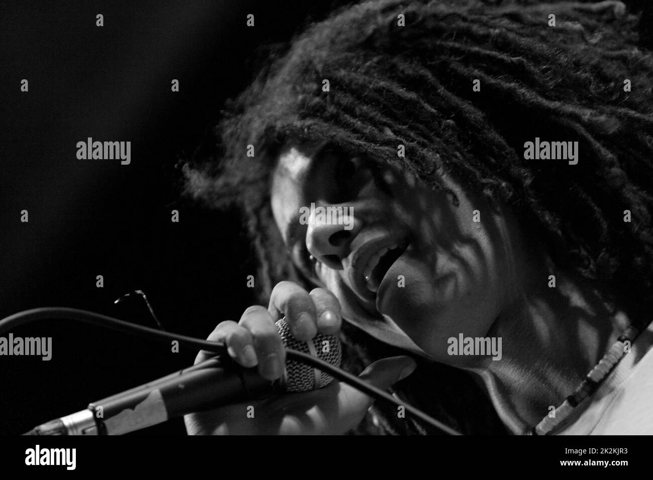 Rasta hair singer performing live on stage Stock Photo - Alamy