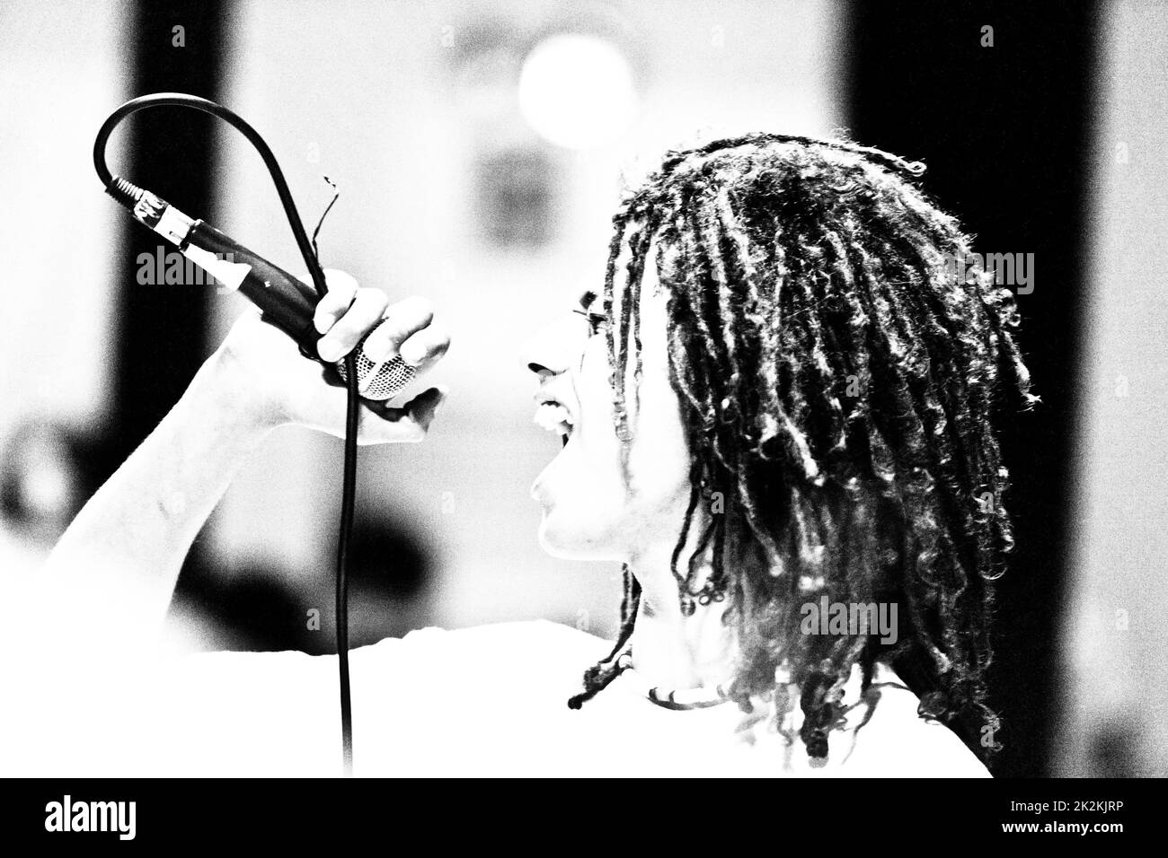 Rasta hair singer performing live on stage Stock Photo - Alamy