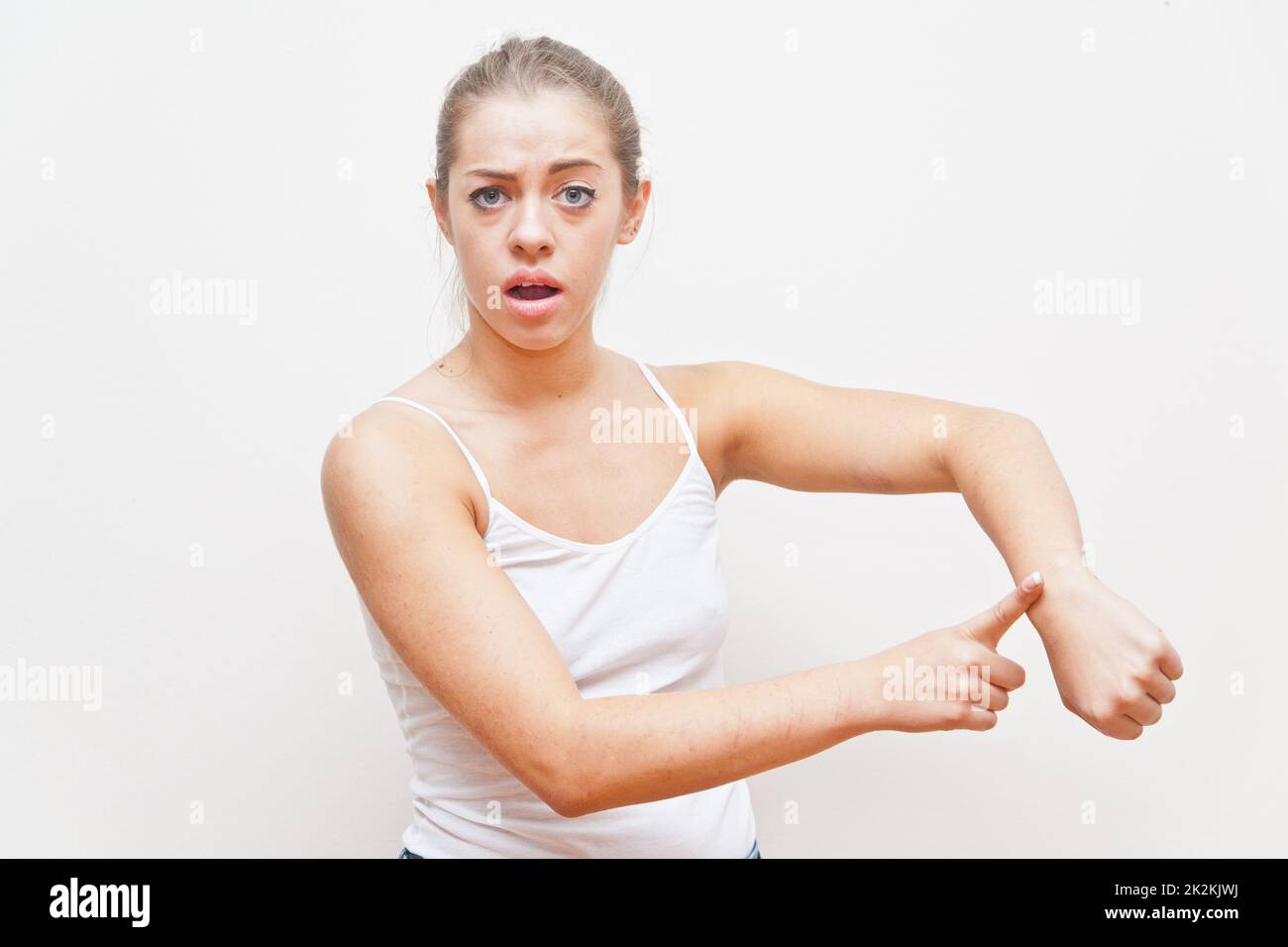 gesture meaning that you are late Stock Photo - Alamy