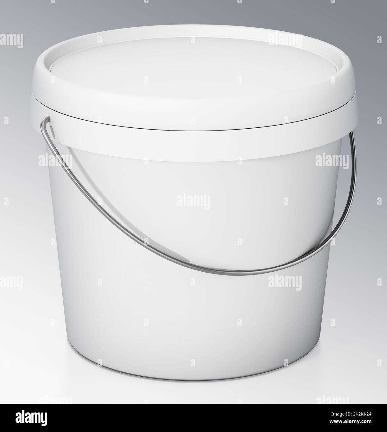 Blank white plastic bucket isolated on gray background. 3D illustration ...