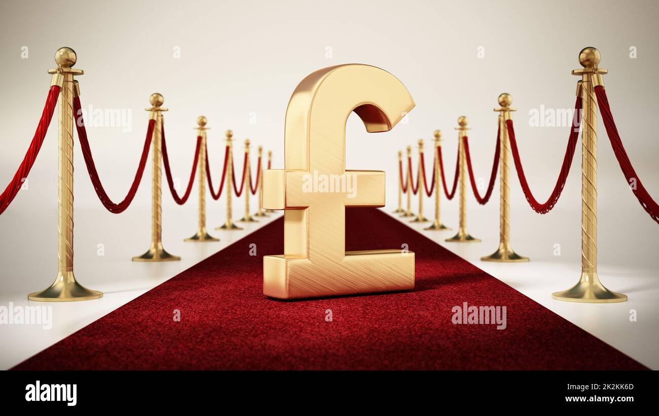 Pound sign standing on red carpet with velvet ropes on both sides. 3D ...