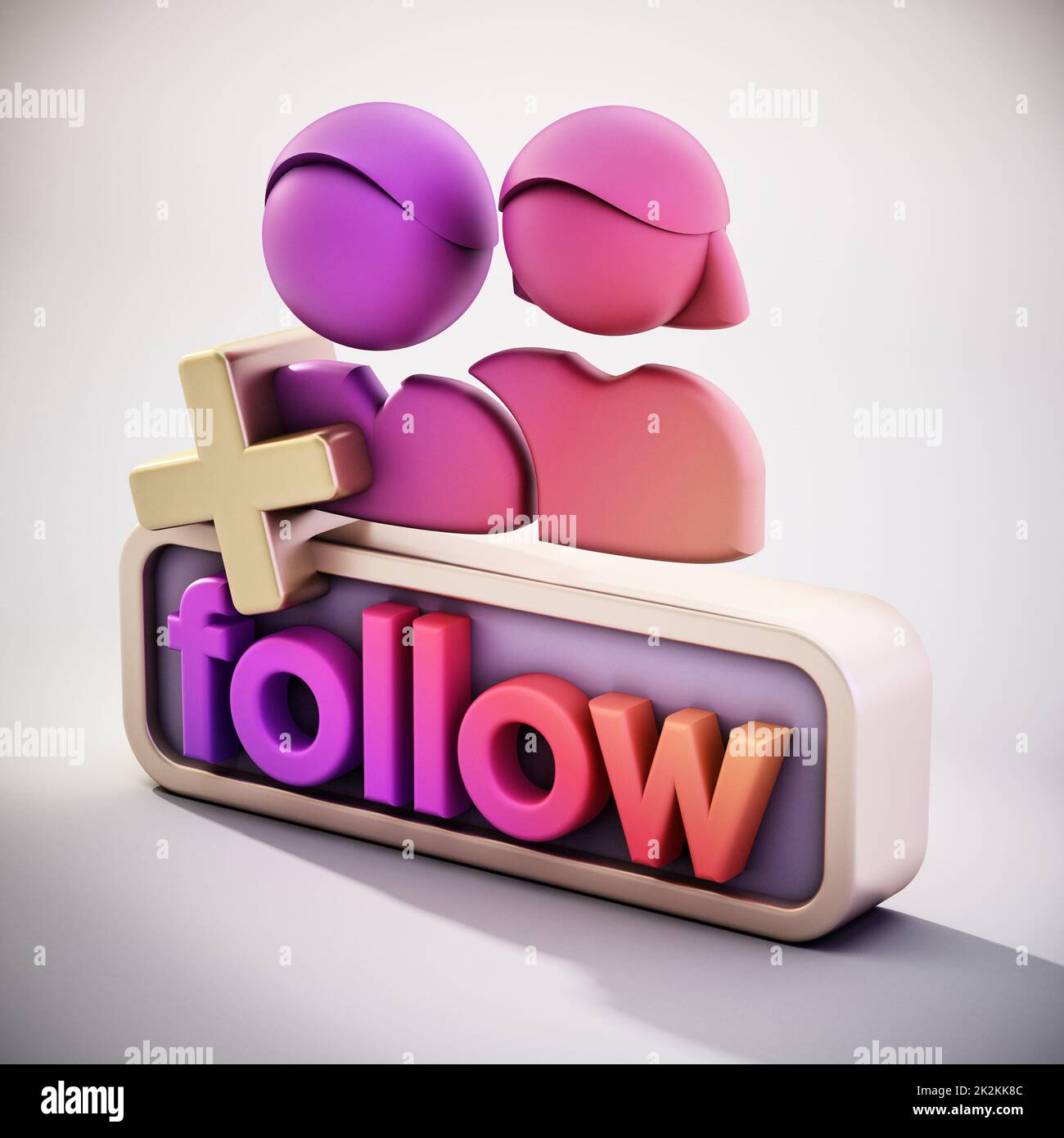 Follow button and generic follower icons. 3D illustration Stock Photo ...
