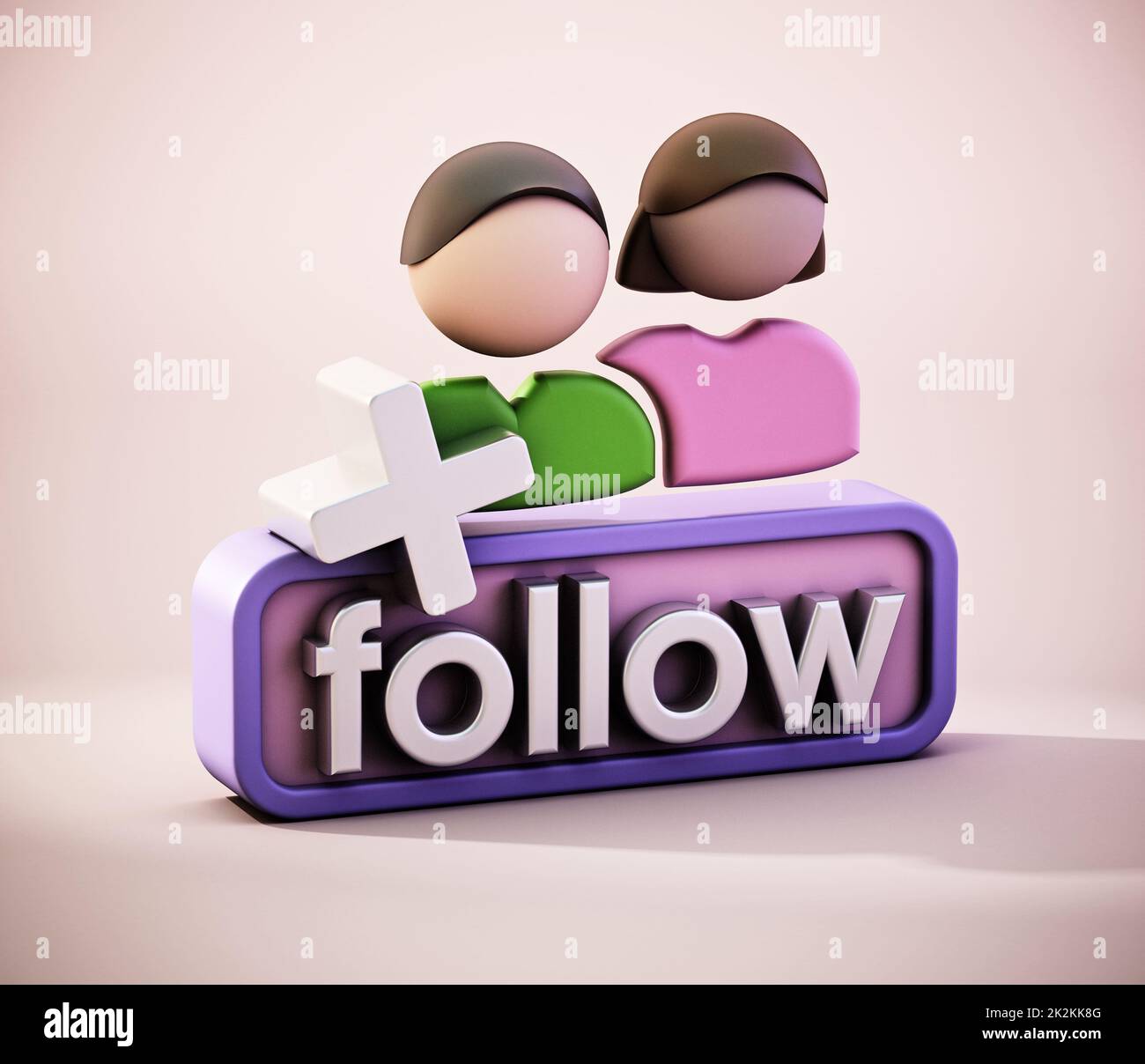 Follow button and generic follower icons. 3D illustration Stock Photo ...