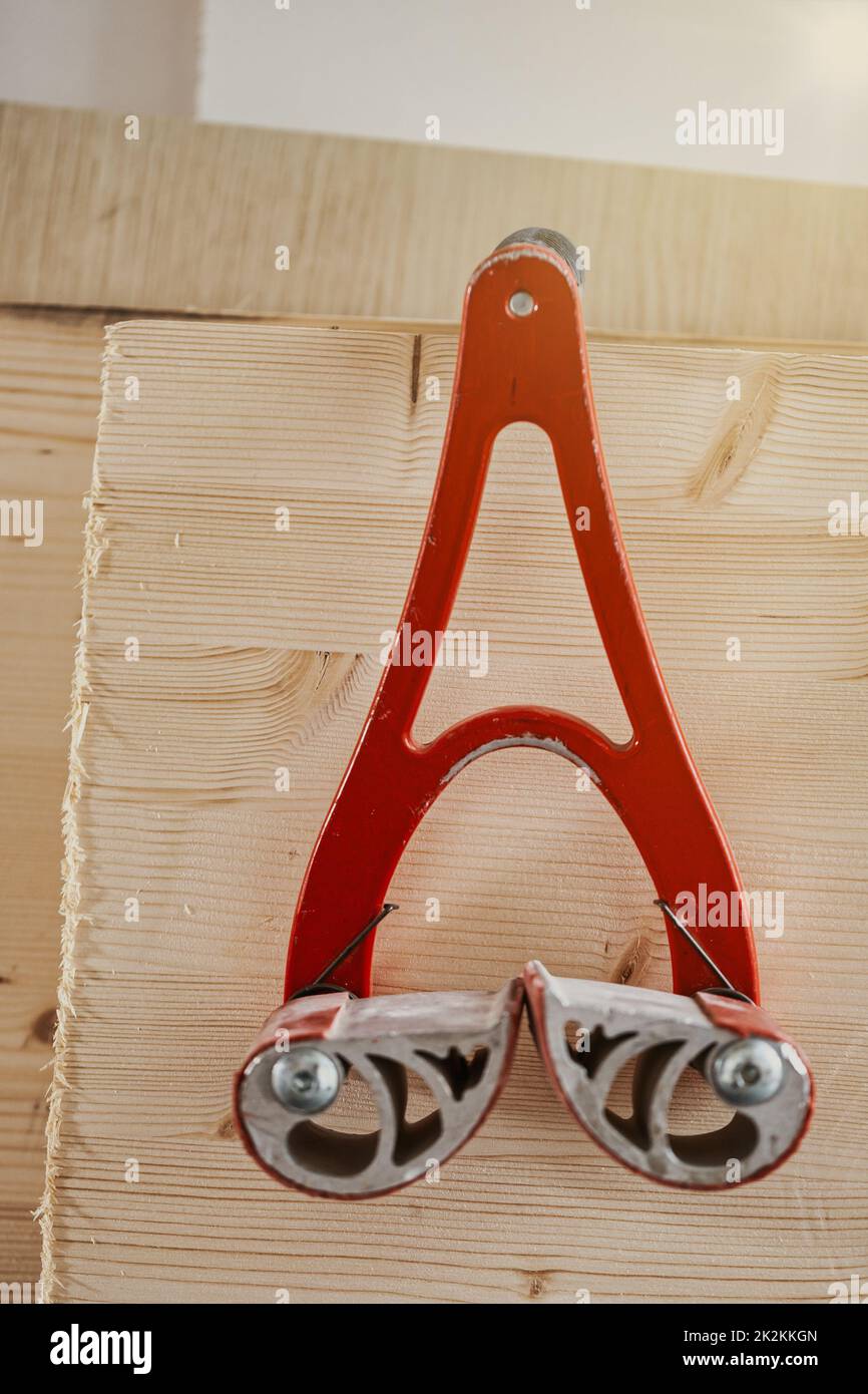 carpenter's handle resting on some boards or wooden planks Stock Photo ...