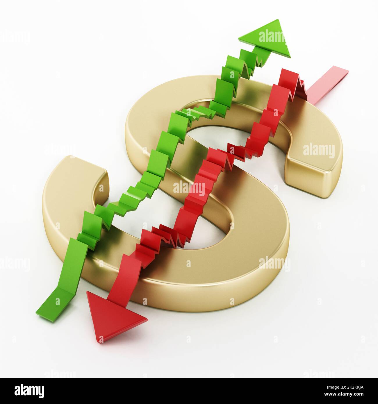 Rising and falling statistic arrows forming a dollar sign with letter S ...
