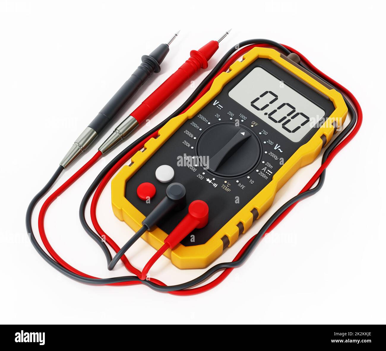 Generic digital multimeter isolated on white background. 3D ...