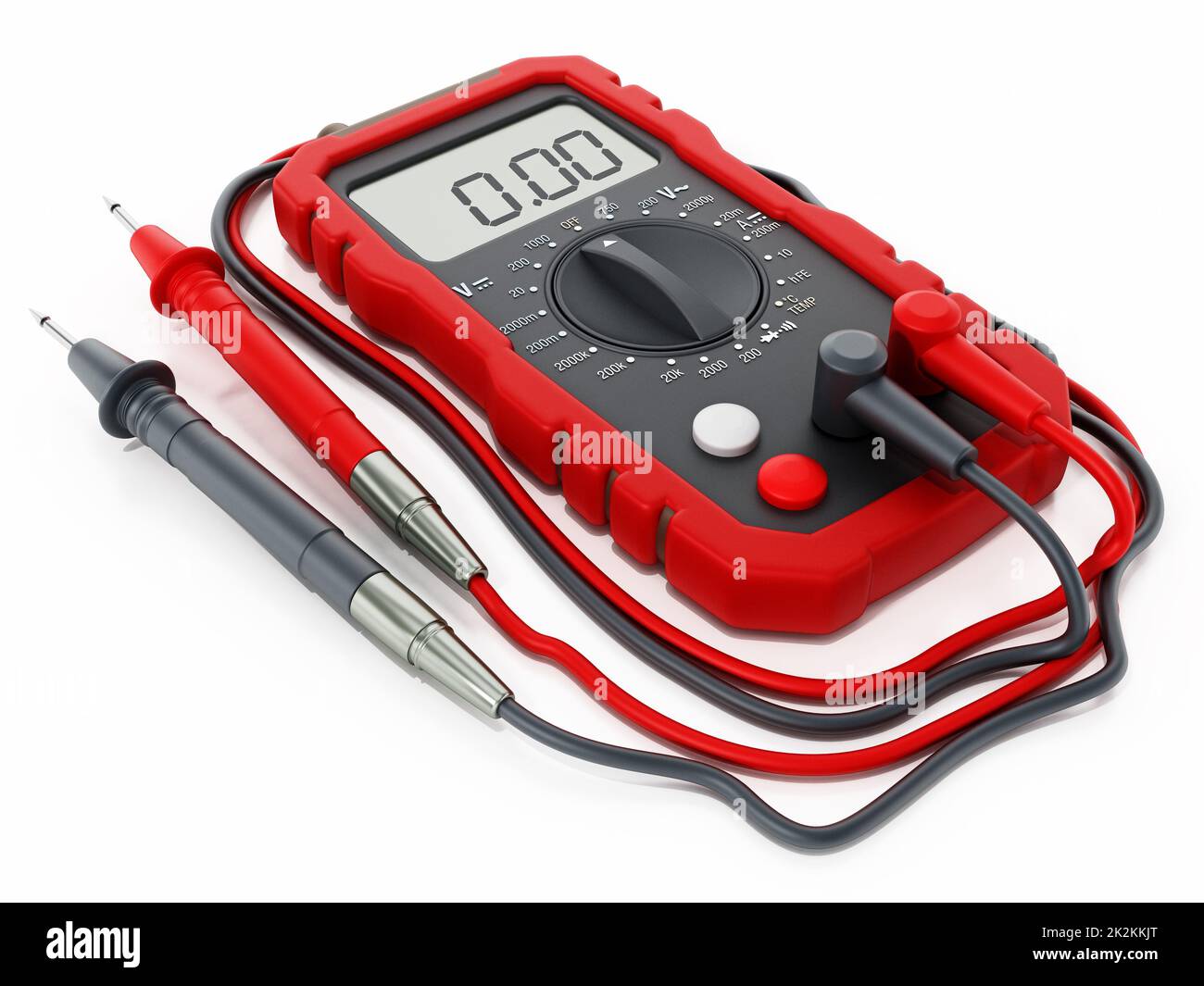 Generic digital multimeter isolated on white background. 3D ...