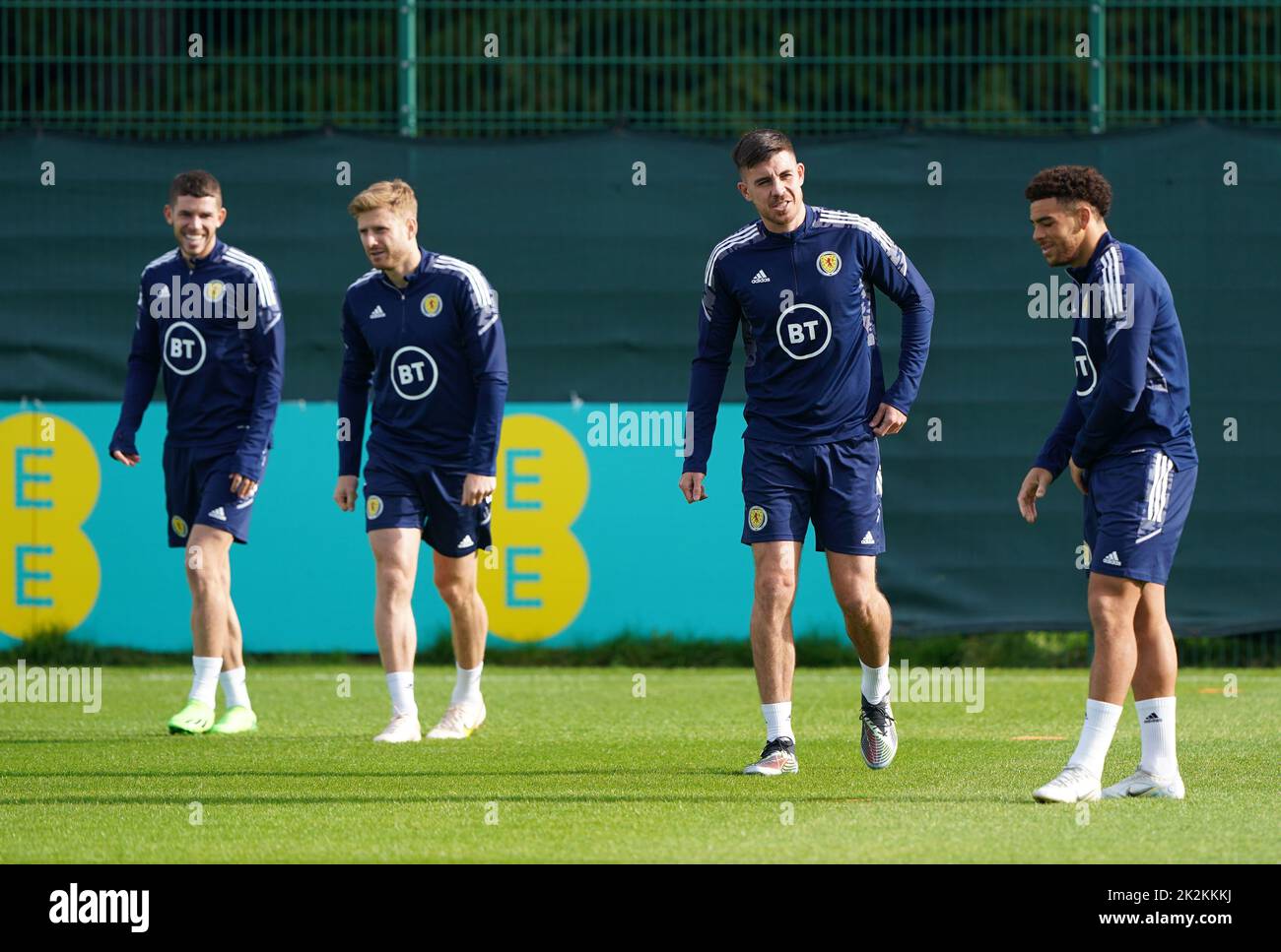 Scotland's Declan Gallagher and Che Adams during a training session at ...