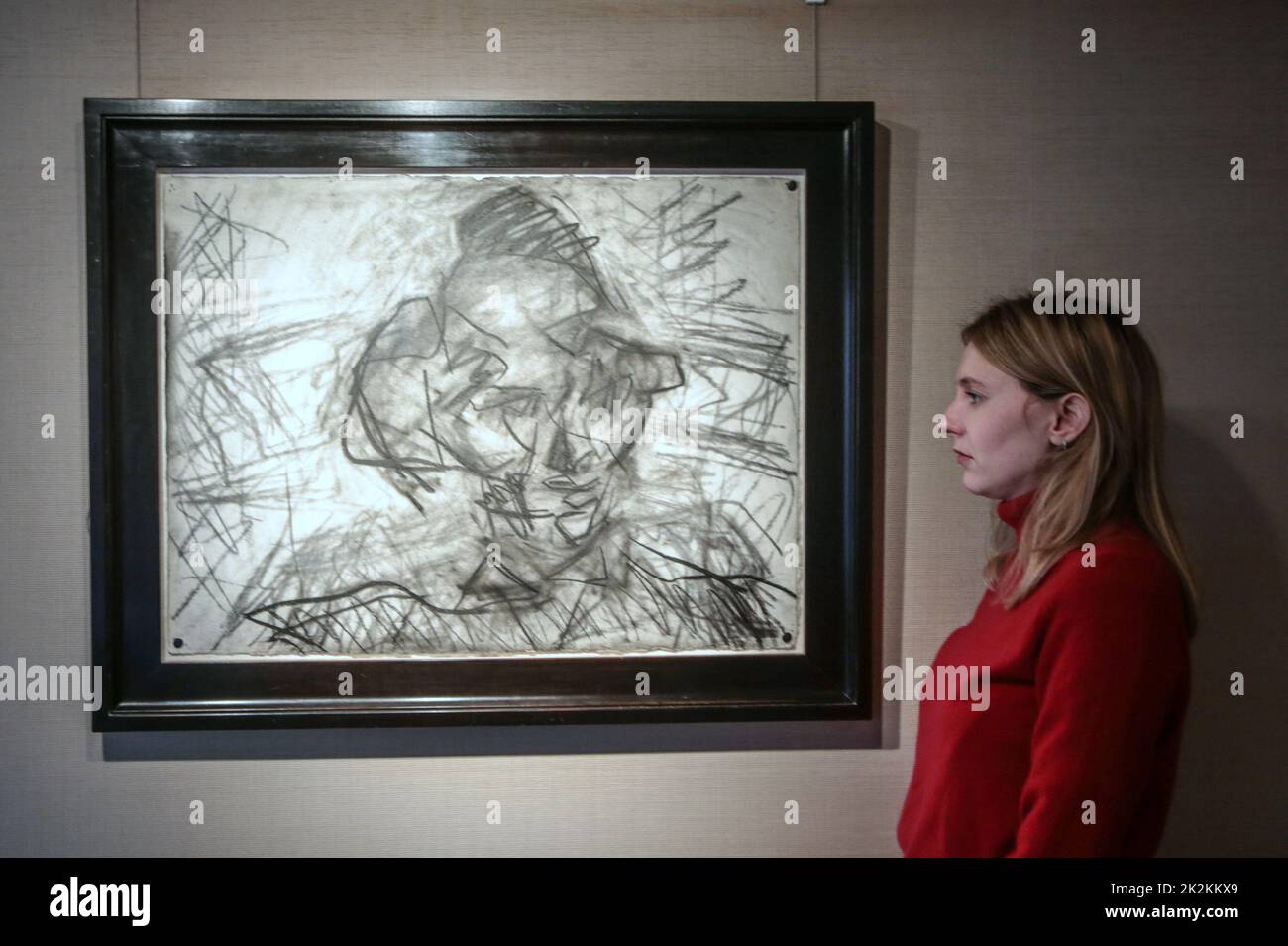 London UK 23 sep 2022 Head of Catherine Lamopert II, 1978-79 Charcoal ...