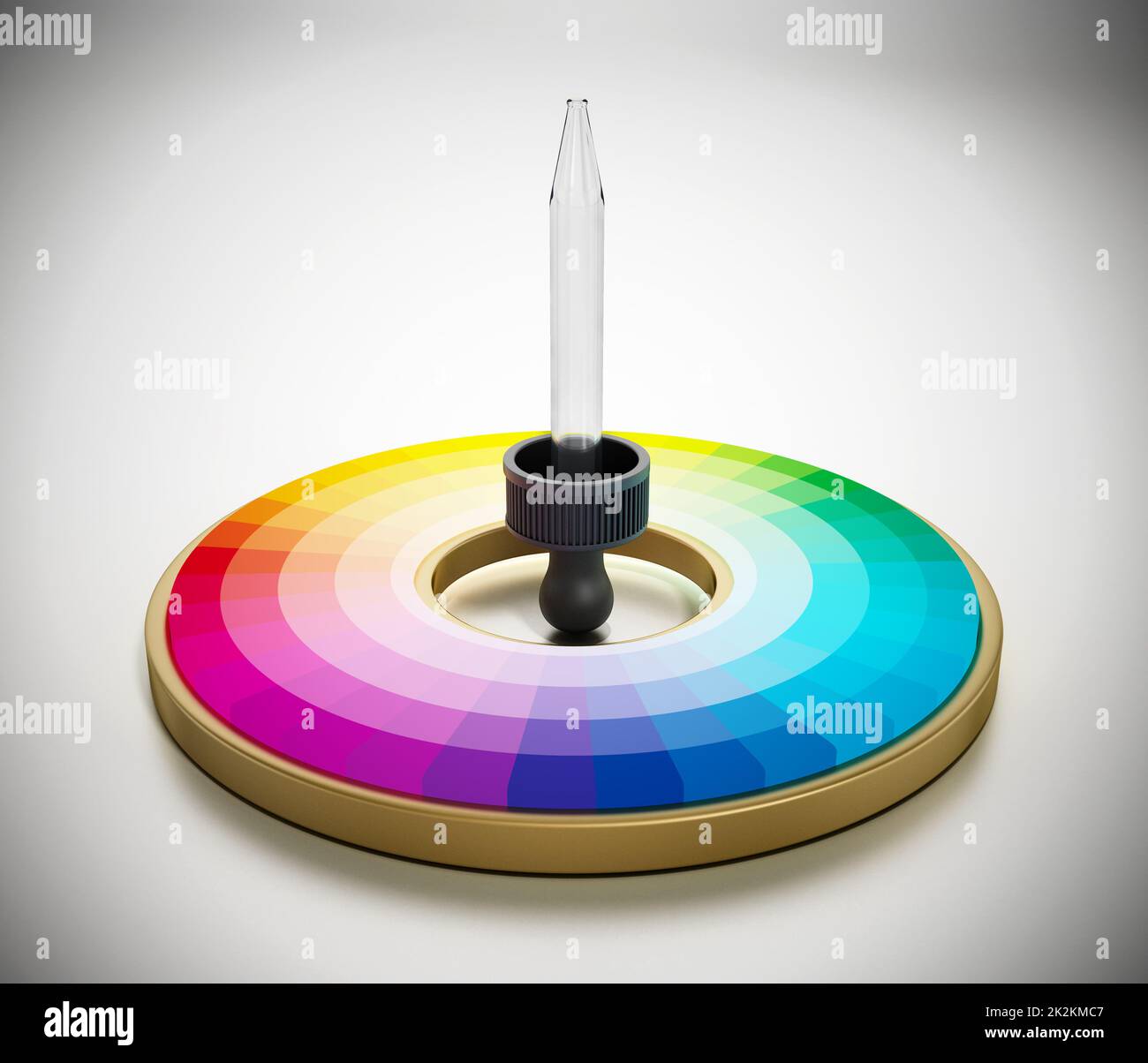 Color picker and color wheel isolated on white background. 3D ...